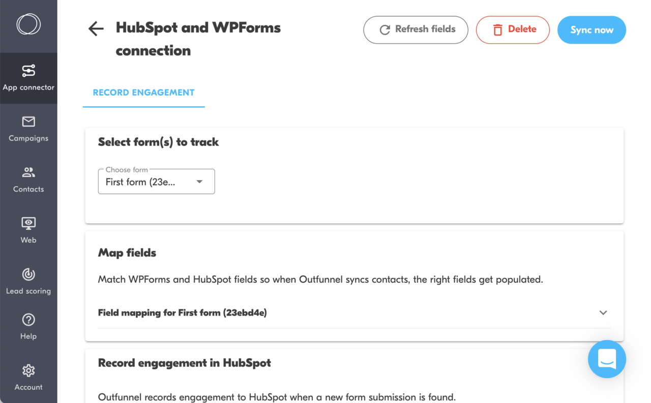 Connect HubSpot and WPForms in minutes - Outfunnel