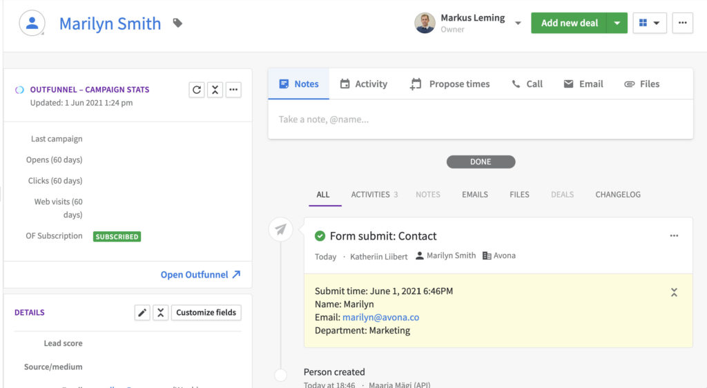 Pipedrive and Gravity Forms integration - Outfunnel